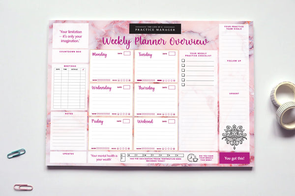 A3 Desktop Weekly Planner (60 pages) - Life of a Practice Manager
